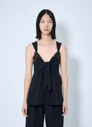 Chloé Lace-trimmed Silk Crêpe Camisole - Black