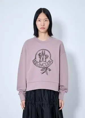 Moncler Logo Embroidered Cotton Sweatshirt - Multicolor
