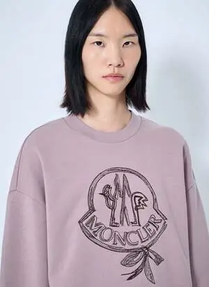 Moncler Logo Embroidered Cotton Sweatshirt - Multicolor