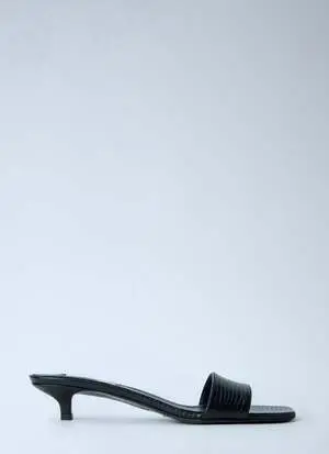 TOTEME Slim Lizard-embossed Open Toe Sandals - Black
