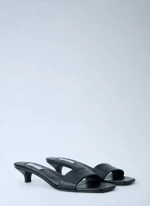 TOTEME Slim Lizard-embossed Open Toe Sandals - Black