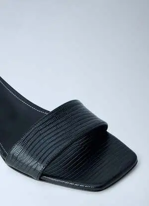 TOTEME Slim Lizard-embossed Open Toe Sandals - Black