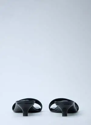 TOTEME Slim Lizard-embossed Open Toe Sandals - Black