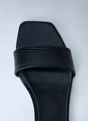 TOTEME Slim Lizard-embossed Open Toe Sandals - Black