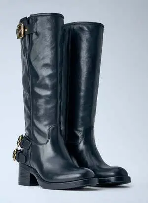 Chloé Dakota Knee-high Leather Boots With Buckle Detailing