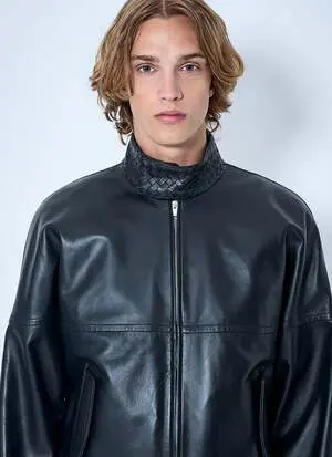 Bottega Veneta Intrecciato Leather Blouson Jacket