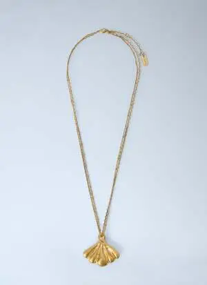 Chloé Dual Chain Shell Pendant Necklace - Gold