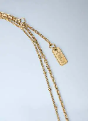 Chloé Dual Chain Shell Pendant Necklace - Gold