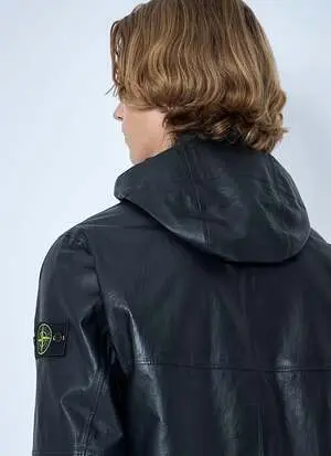 Stone Island Hooded Leather Jacket