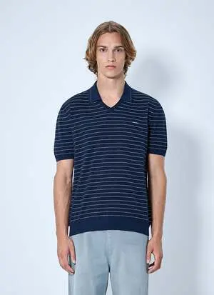 Miu Miu Striped V-neck Polo Shirt - Blue