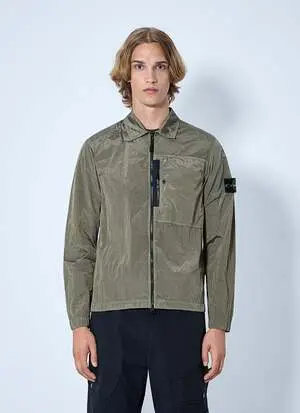 Stone Island Technical Nylon Zip-up Jacket - Green