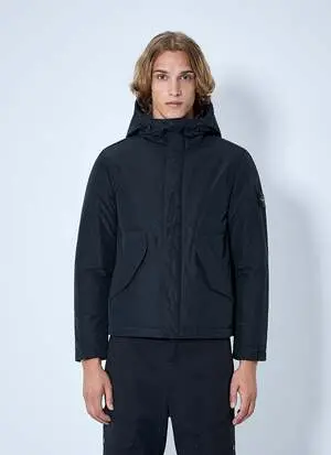 Stone Island Hooded Jacket With Patch Detail - Blue