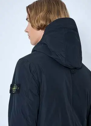 Stone Island Hooded Jacket With Patch Detail - Blue