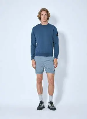 Stone Island Crewneck Sweatshirt With Sleeve Patch - Blue