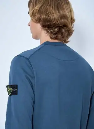 Stone Island Crewneck Sweatshirt With Sleeve Patch - Blue