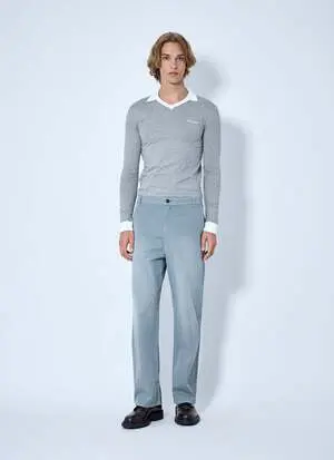 Miu Miu Steel Garment-dyed Twill Tailored Trousers - Gray