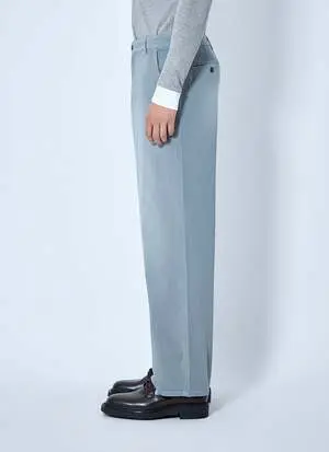 Miu Miu Steel Garment-dyed Twill Tailored Trousers - Gray