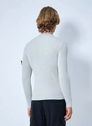 Stone Island Ribbed Crewneck Sweater With Logo Patch - Gray