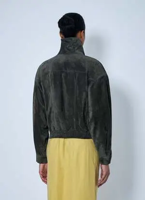 Saint Laurent High Collar Suede Jacket