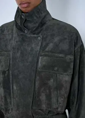 Saint Laurent High Collar Suede Jacket