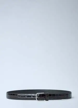 TOTEME Slim Croc-embossed Leather Belt - Black