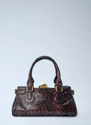 Chloé Paddington Embossed Python Effect Shoulder Bag