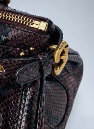 Chloé Paddington Embossed Python Effect Shoulder Bag - Multicolor