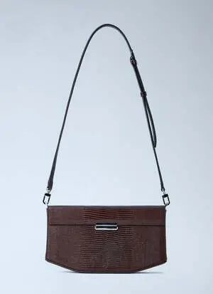 TOTEME Lizard-embossed Leather Shoulder Bag - Brown