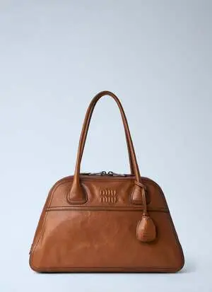 Miu Miu Embossed Leather Top Handle Bag - Brown