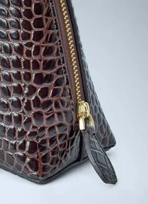 TOTEME Medium Croc-embossed Day Pouch - Brown