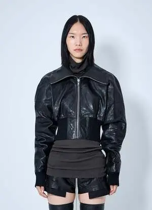 Rick Owens Dracuflight Textured Leather Jacket - Black