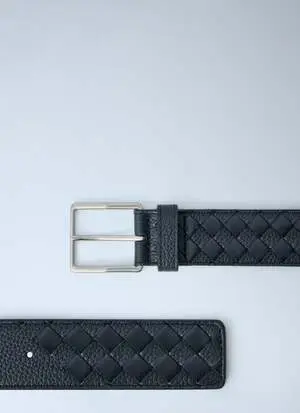 Bottega Veneta Woven Taurillon Leather Belt With Square Buckle