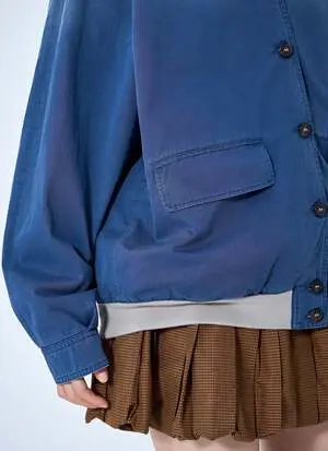 Miu Miu Washed Twill Blouson Jacket With Mandarin Collar