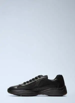 Prada America's Cup Lace-up Leather And Textile Sneakers - Black
