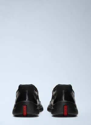 Prada America's Cup Lace-up Leather And Textile Sneakers - Black