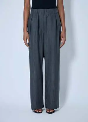 JIL SANDER Pinstripe Wool Wide-leg Trousers - Gray