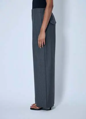 JIL SANDER Pinstripe Wool Wide-leg Trousers - Gray