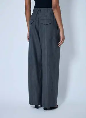 JIL SANDER Pinstripe Wool Wide-leg Trousers - Gray