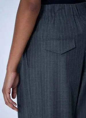 JIL SANDER Pinstripe Wool Wide-leg Trousers - Gray