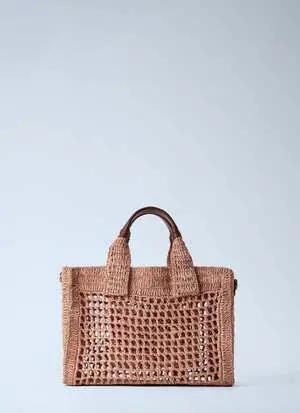 Chloé Small Raffia Tote Bag With Chain Detail - Multicolor