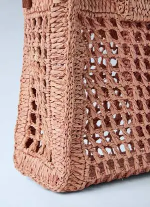 Chloé Small Raffia Tote Bag With Chain Detail - Multicolor