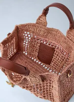 Chloé Small Raffia Tote Bag With Chain Detail - Multicolor
