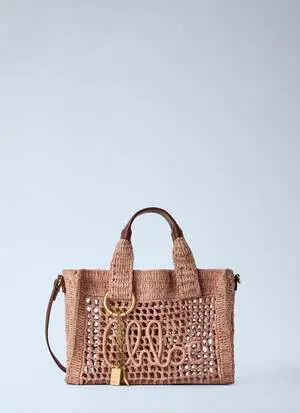 Chloé Small Raffia Tote Bag With Chain Detail - Multicolor