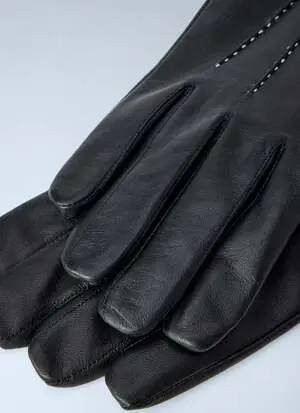 Our Legacy Smooth Leather Gloves With Stitch Detailing - Black