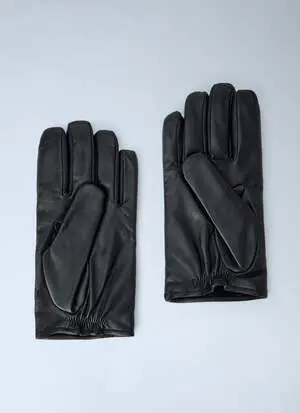 Our Legacy Smooth Leather Gloves With Stitch Detailing - Black