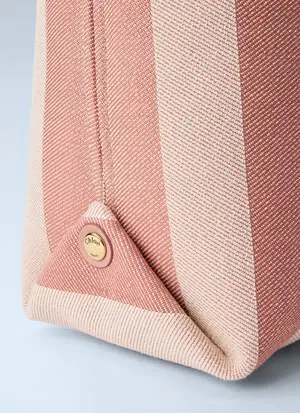 Chloé East-west Tote Bag With Stripes And Embroidered Logo - Pink