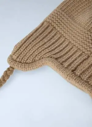Miu Miu Ribbed Knit Earflap Hat With Braided Tassels