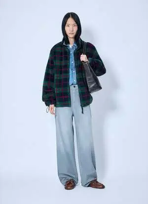 Miu Miu Checked Teddy Zipper Jacket
