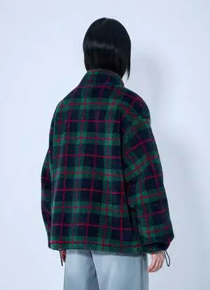 Miu Miu Checked Teddy Zipper Jacket