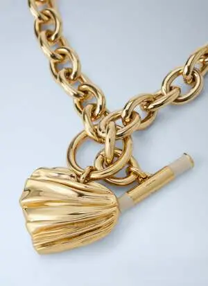 Chloé Pleated Heart Pendant Chain Necklace - Gold